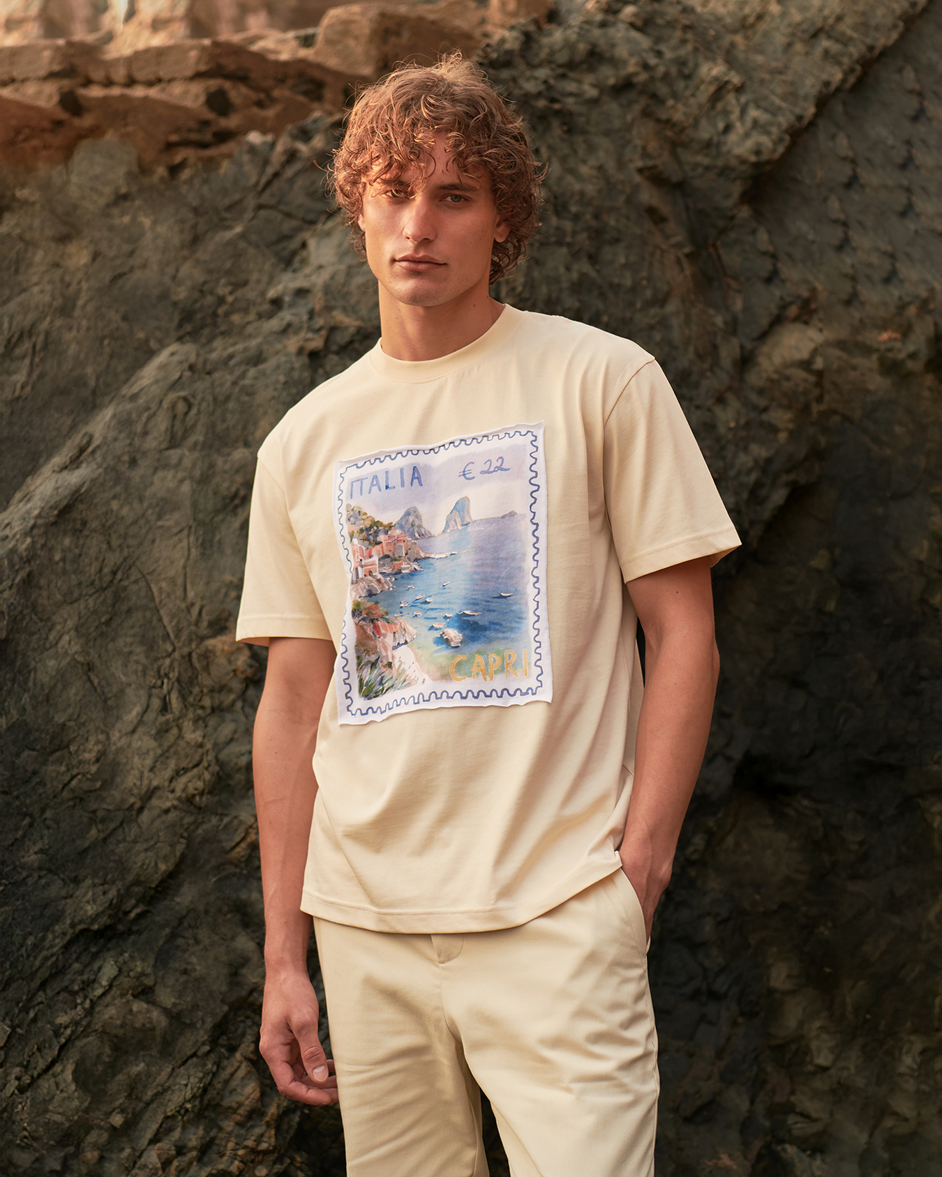 Playera Beige Con Diseño Italia Para Hombre - C&A México