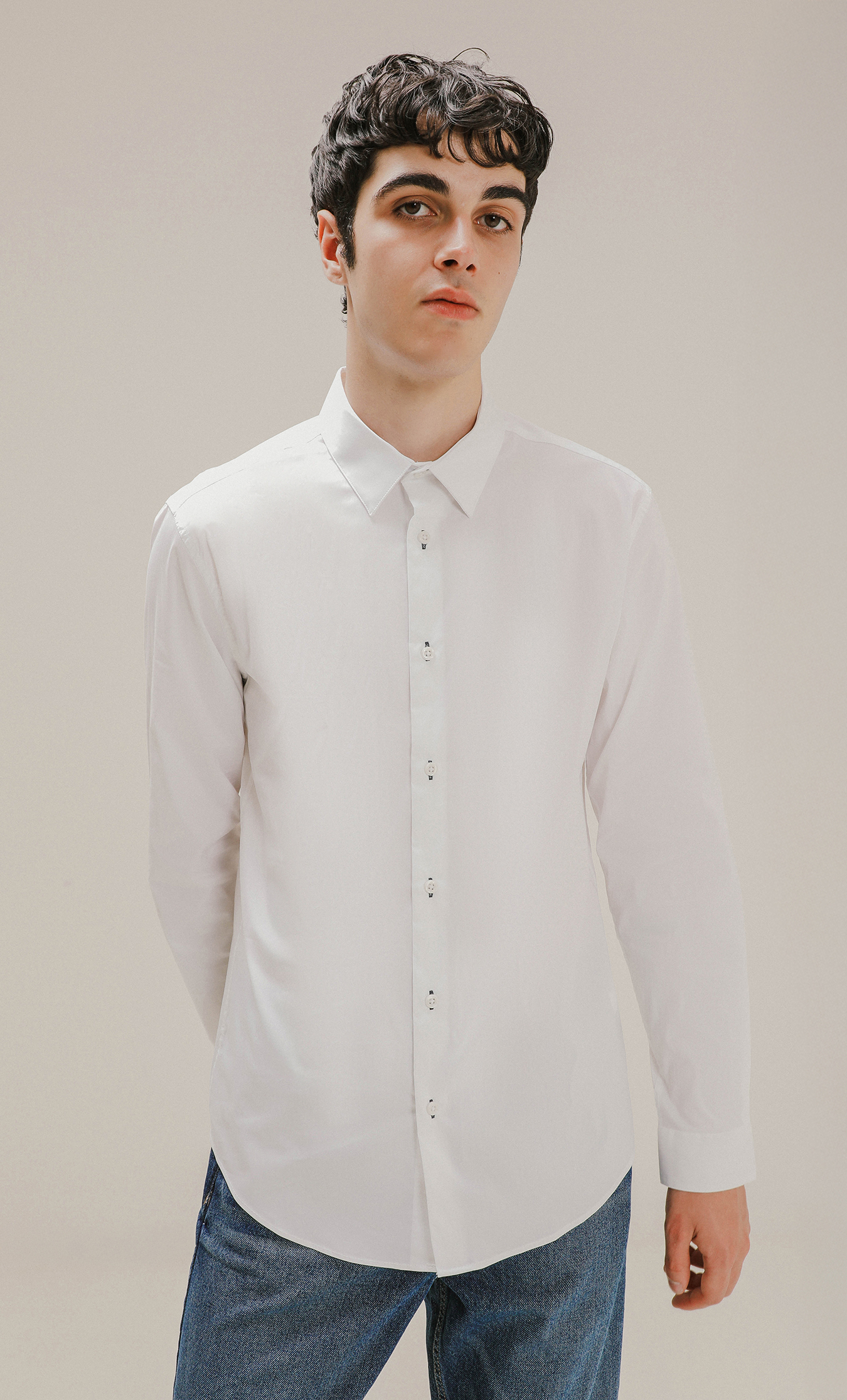 Camisa Blanca Formal Manga Larga Para Hombre - C&A