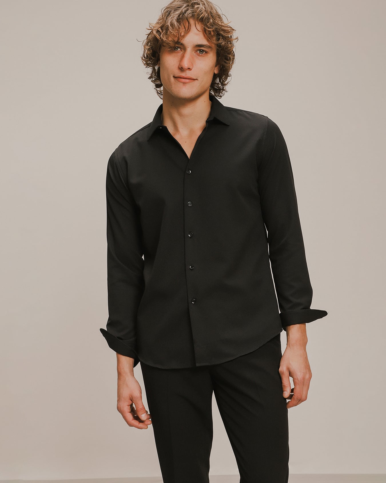 Camisa Slim Color Negro Para Hombre - C&A México