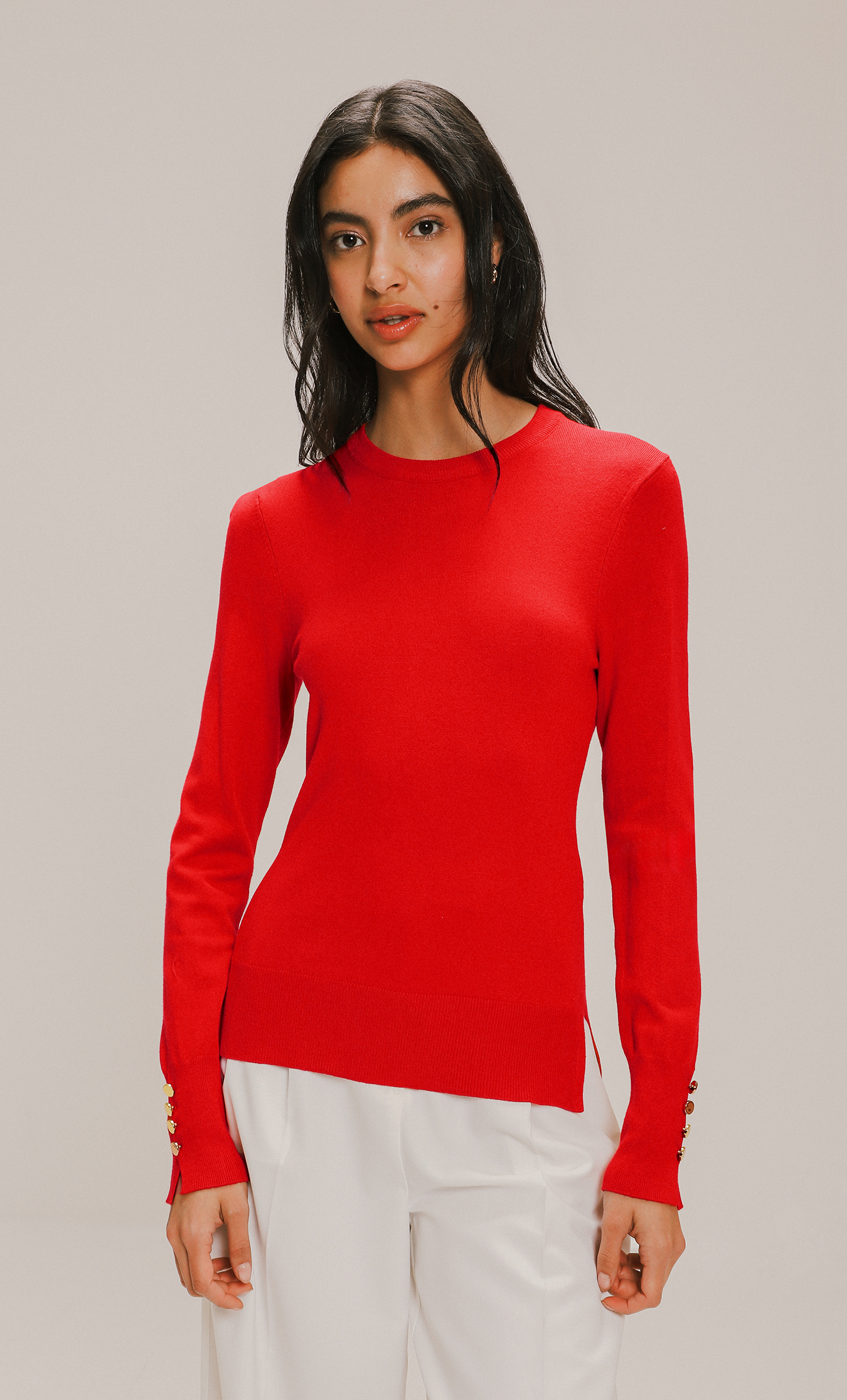 Suéter Rojo Ligero Con Botones Para Mujer - C&A México